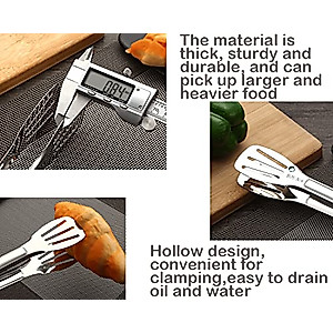 2pcs 304 Stainless Steel Kitchen Cooking Tongs Clip, Multifunctional Spatula Pliers for Steak Fish Bread Hamburger BBQ Frying Pancake Egg Pies Pizza,not Hot with Rubber Handle