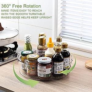 4 Pack Lazy Susan Organizer, 11.5 Inch Clear Lazy Susan Turntable Rack for Cabinet - Rotates 360 Degrees and 2 Handles Design, Pantry Organization and Storage, Kitchen Countertop, Fridge, Vanity