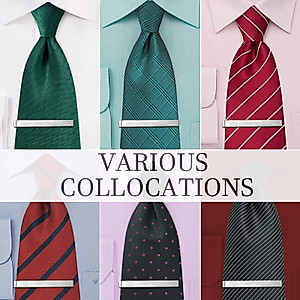 2.5 Inch Tie Clips for Men's tie (3''-3.25'') in Gift Box, tie bar & pins set for larger width necktie in black red white blue color, Suitable for Wedding Anniversary Valentine's Day Christmas Party