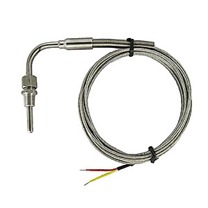DTC EGT Sensors and Gauge (Red LED) for Exhaust Temperature Sensors with Weld Bund Combo Kit (Fahrenheit)