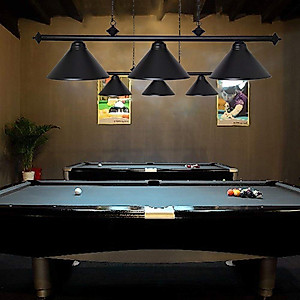 Wellmet 3 Light Pool Table Light, Vintage Retro Kitchen Island Pendant Light with Matte Black Shade, Modern Industrial Chandelier