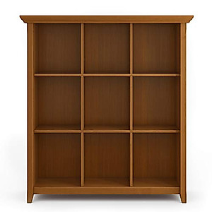 SIMPLIHOME Acadian SOLID WOOD 44 Inch Transitional 9 Cube Bookcase and Storage Unit in Light Golden Brown, For the Living Room, Study Room and Office