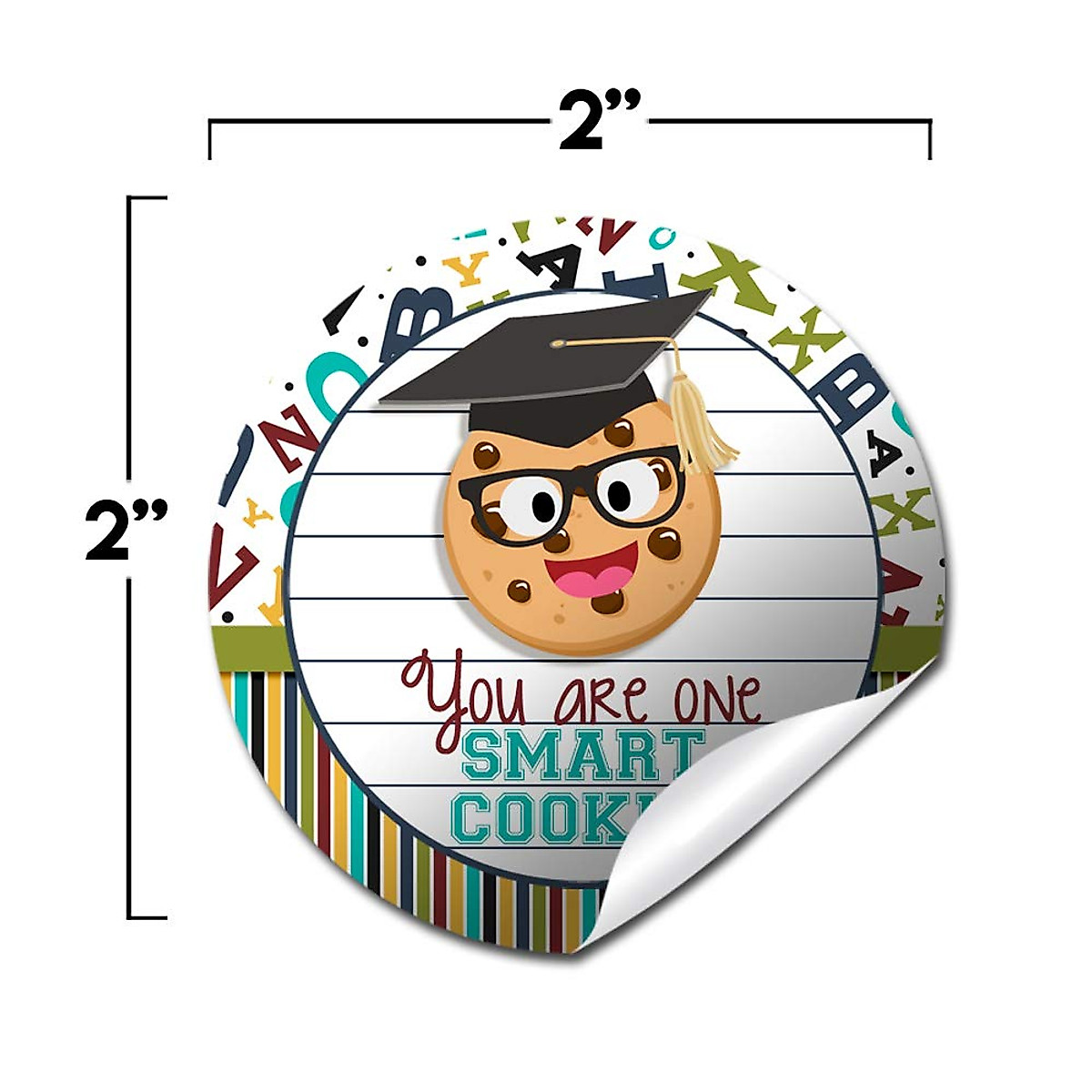 He's a Smart Cookie Graduation Themed Thank You Sticker Labels for Boys, 40 2" Party Circle Stickers by AmandaCreation, Great for Party Favors, Envelope Seals & Goodie Bags