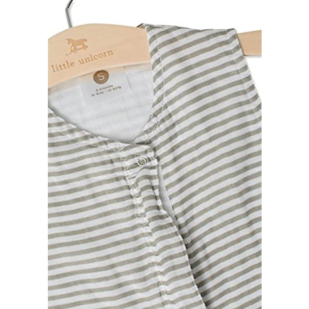 Little Unicorn – Grey Stripe Cotton Muslin Sleep Bag | 100% Cotton | Super Soft and Lightweight | Baby | Size Medium: 6-12 Months | Machine Washable | 1.1 TOG
