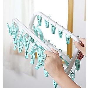 Wuyue Hua Swivel Hook 32 Pegs Drying Rack Clothes Hanger Multifunctional Folding Plastic Clothes Hanger for Underwear Socks Gloves