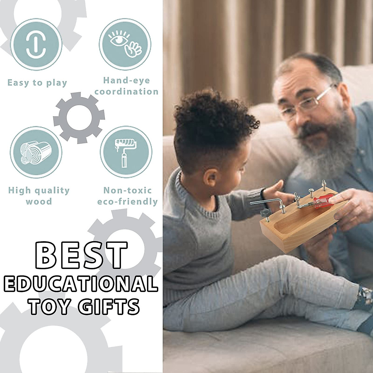 MEROCO Montessori Screw Driver Board for Kids Montessori Materials Basic Skills Educational Learning Toys for 3 4 5 Year Old Kids Toddlers Sensory Montessori Toy Preschool Classroom Fine Motor Skills