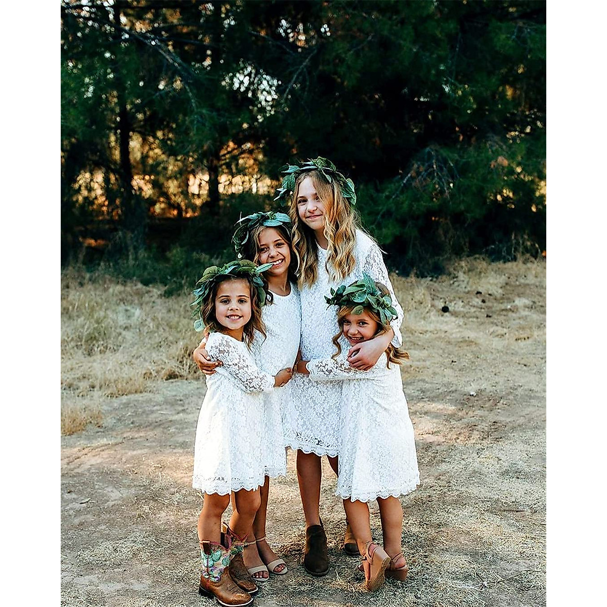 Cutiego Rustic Flower Girl Dress (2T, White)