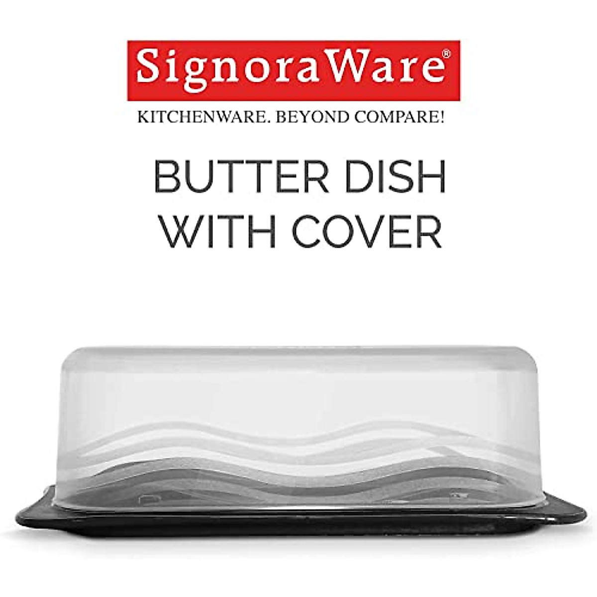 Cover Butter Container - Butter Storage Container with Transparent Lid - Durable Plastic Butter Container for Counter - Plastic Butter Dish with Lid - Covered Butter Dish for Home or Camping (Black)