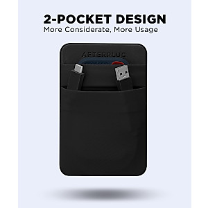 Afterplug 2-Pocket Pouch for Laptop with Reusable Adhesive, for Portable External SSD SanDisk, Samsung T7, Crucial X8, Apple Magic Mouse, Ledger Nano, USB Cable - Black