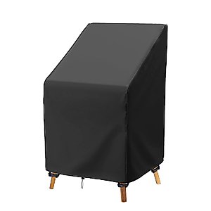 Stackable Patio Chair Covers, High Back Outdoor Chair Cover 27x27x49" Lawn Patio Furniture Covers Fits for 4-6 Stackable Dining Chairs