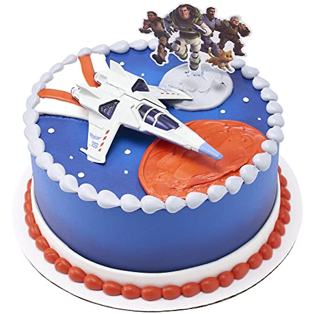 DECOPAC DecoSet Disney and Pixar Lightyear Let's Do This! Cake Topper With Working Lights, Rocket, Buzz, and Friends, 2 Piece Cake Decoration