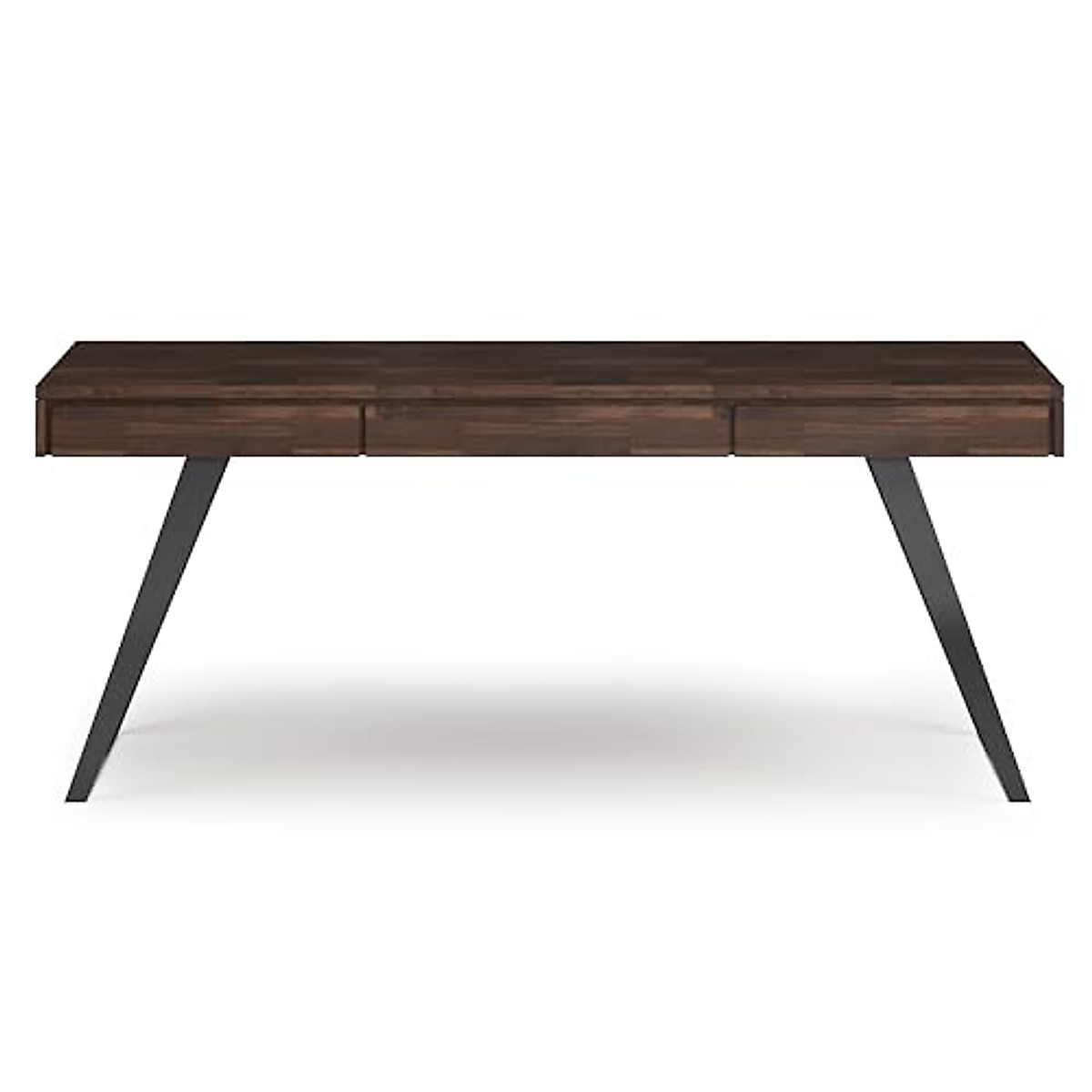SIMPLIHOME Lowry SOLID WOOD and Metal Modern Industrial 72 inch Wide Home Office Desk, Writing Table, Study Table Furniture in Distressed Charcoal Brown