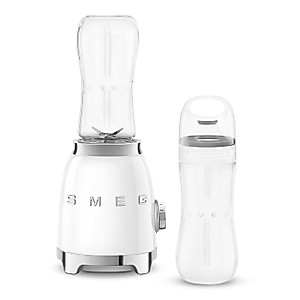 SMEG 50's Retro Style Personal Blender with Backlit Knob and Two BPA 600 ML Free bottles PBF01WHUS