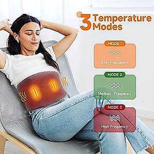 MELCAM Portable Heating Pad, Rechargeable Electric Cordless Heating Pad with 3 Heat Levels and 3 Massage Modes for Back, Neck, Shoulder Pain Relief and Cramps, Period Heating Pad for Women