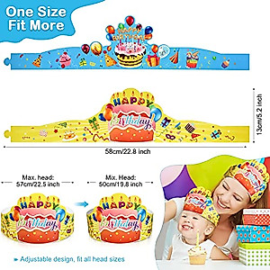 30 Packs Birthday Crowns Party Hats Colorful Birthday Hats and 32 Pcs Happy Birthday Rubber Bracelets Colored Silicone Stretch Wristbands for Kids Family Birthday Classroom School VBS Party Supplies