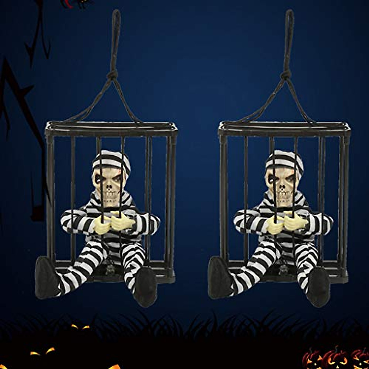 Akabsh Halloween Decoration Series Halloween Skeleton Prisoner Horror Decoration, with Light and Sound Functions