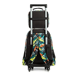 Rolling Backpack for Girls Boys Wheels Backpacks for Kids Luggage Trolley School Backpack with Lunch Box and Pencil Case for Elementary Preschool Students Dinosaur