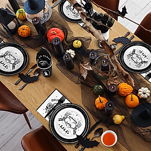 durony 144 Pieces Bride or Die Paper Plates and Napkins Dinnerware Set Halloween Party Tableware Includes Paper Plates Napkins Forks Serve 24 for Bachelorette and Halloween Party Supplies