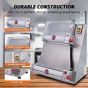 Hakka Pizza Dough Roller Sheeter - Professional Grade with Adjustable Thickness and Size, 370W, 110V