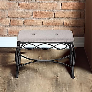 Mango Steam Heather Gray Shoe Bench - Vanity Seat for Makeup Room, Dressing Stool, Entryway Bench - Powder Coated, Upholstered, Space Saving