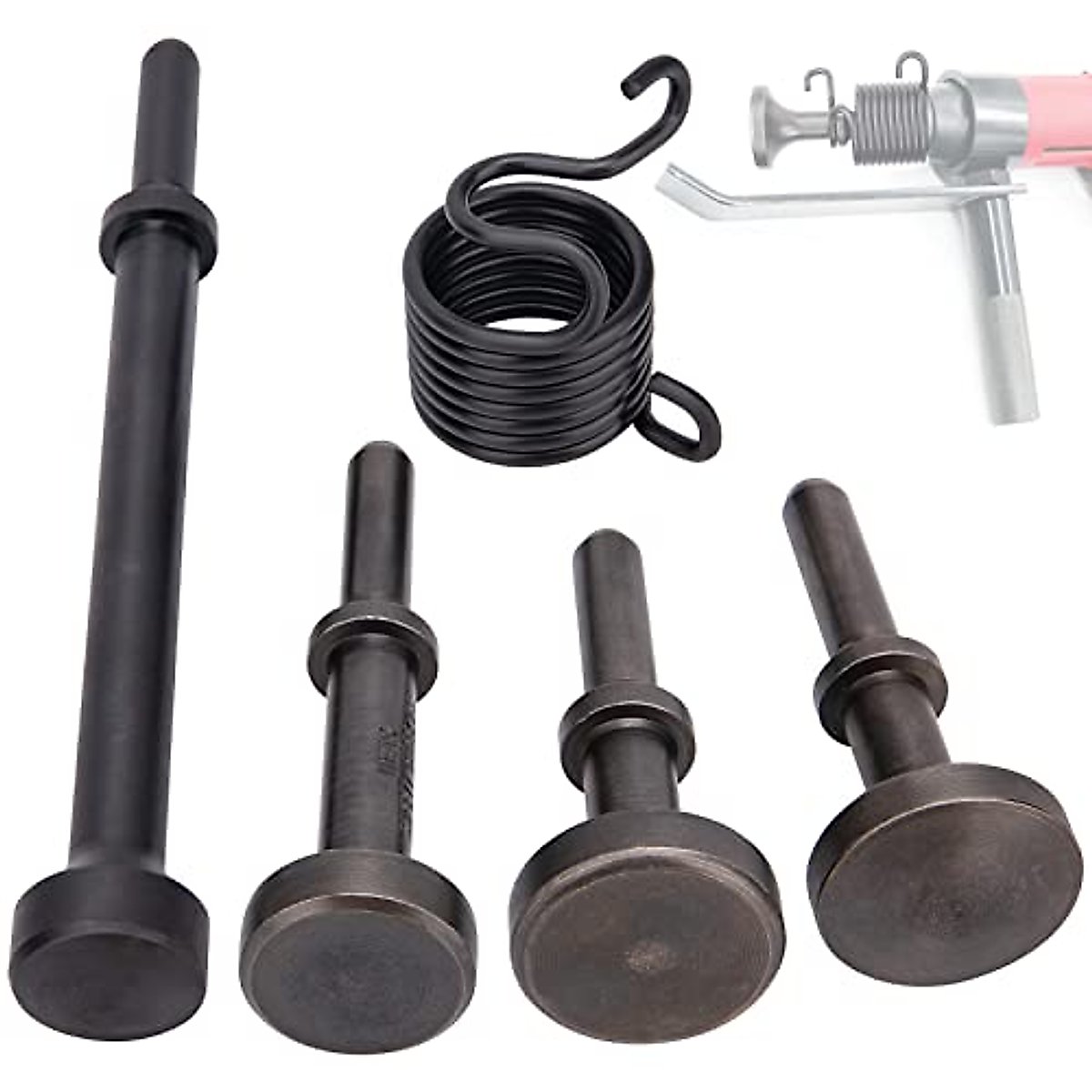 Smoothing Air Hammer Bits Set, 5Pcs Smoothing Air Hammer Tool Kit Air Hammer Accessories Extended Length Pneumatic Chisel Bits with Spring, by ZMCYNG