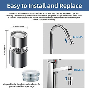 Kitchen Sink Faucet (Upgraded), 360° Swivel Kitchen Faucet Aerator, Dual-function 2-Flow Sprayer Faucet Head Replacement, Sink Attachment For Faucet Include 55/64 Inch Female Thread (Chrome1)