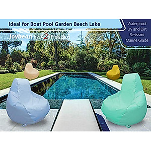 JoyBean Outdoor Bean Bag Chair - Water Resistant Marine Vinyl Ideal for Yacht Boat Pool Patio Garden Marine - Lawn Chair - Patio Furniture - for Adults Teens Kids (Medium, Carolina Blue)