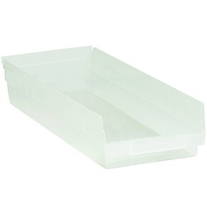 BOX USA BBINPS123CL Plastic Shelf Bins, 23 5/8" x 8 3/8" x 4", Clear (Pack of 6)