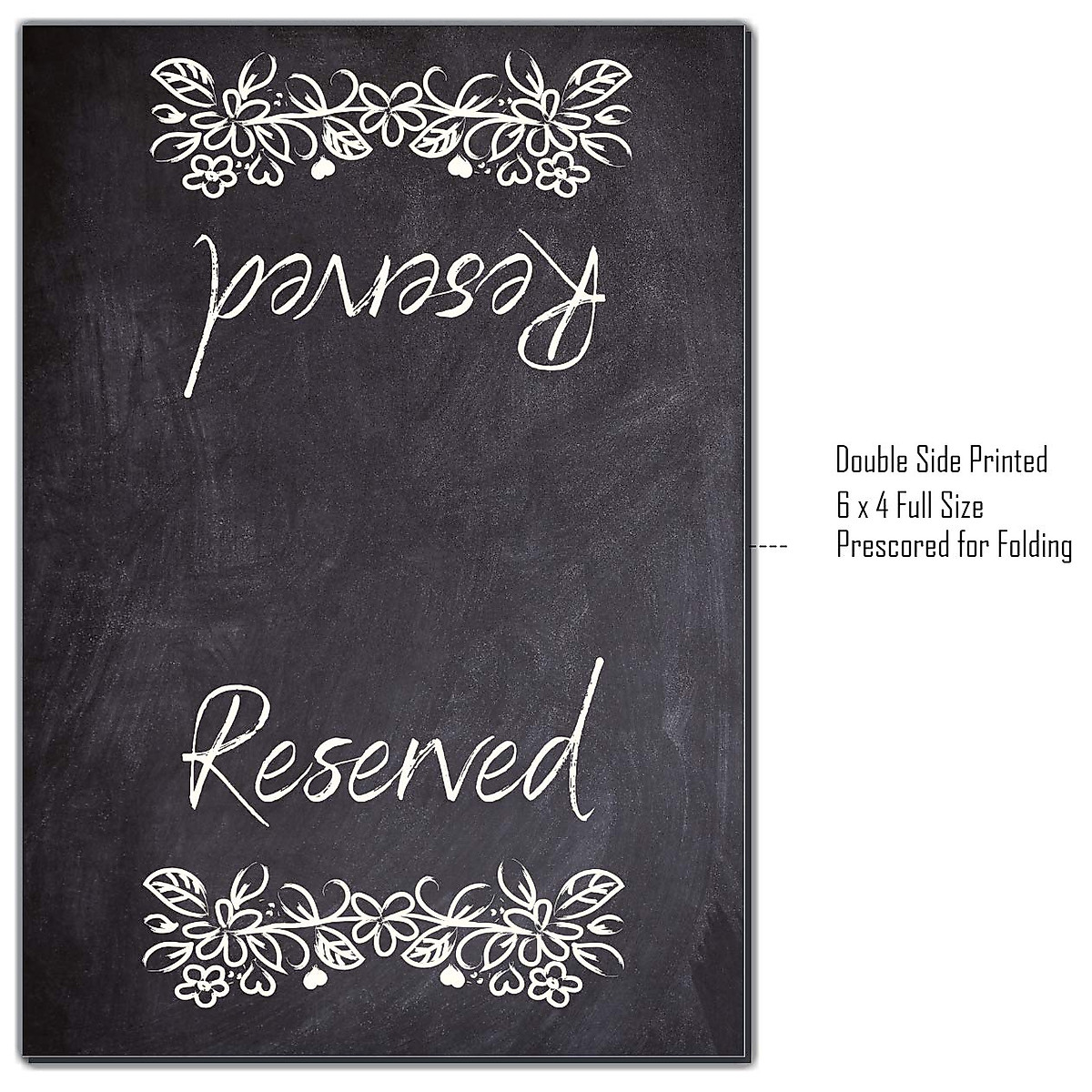 15 Reserved Signs for Tables Wedding Reception | Reserved Table Cards | Table Setting Cards |Vintage Chalk Design | 4 x 6 Double Sided Print | Party Events