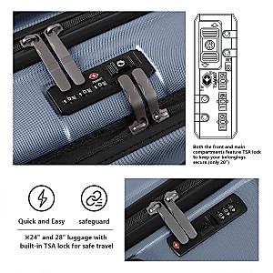 AnyZip Luggage Expandable(only 28") Suitcases with Spinner Wheels PC+ABS Hardshell TSA Lock 28Inch Navyblue