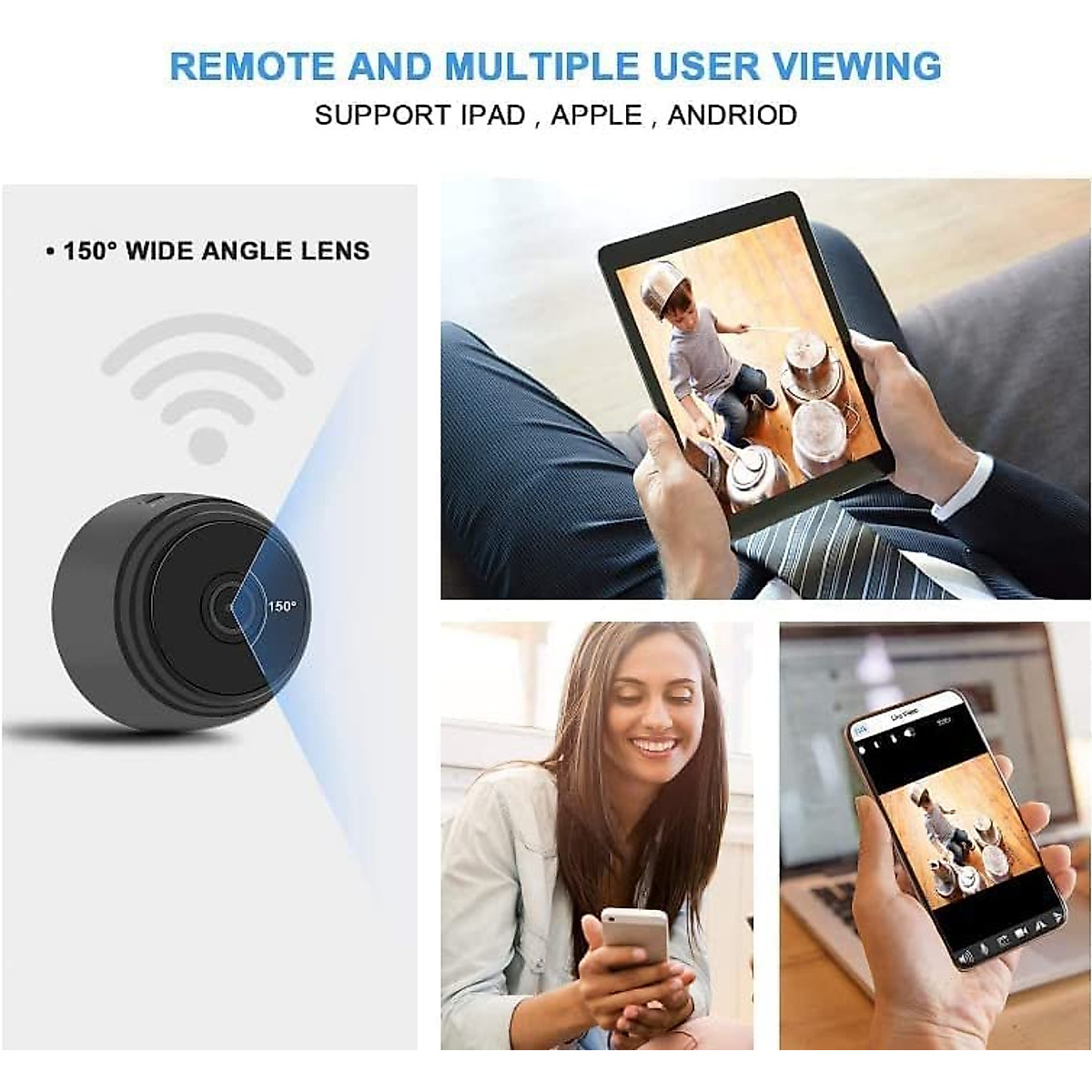 Mini Spy Camera Wireless WiFi Spy Camera Hidden Camera Small Camera Spy Cameras with Night Vision and Motion Detection Home Security Indoor/Outdoor Nanny Cam for pet