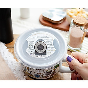 Silver Buffalo Harry Potter Hogwarts Destination Ceramic Soup Mug Bowl With Vented Lid and Handle For Ice Cream, Cereal, Beverages | Holds 24 Ounces