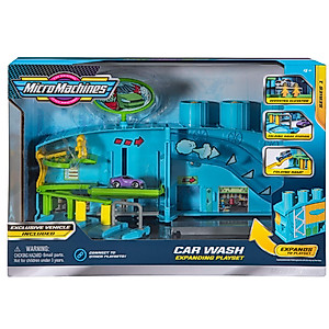 Micro Machines Core Playset, Car Wash Station - Expandable and Connectable to Other MM Sets, Includes One Exclusive Vehicle - Collect Them All