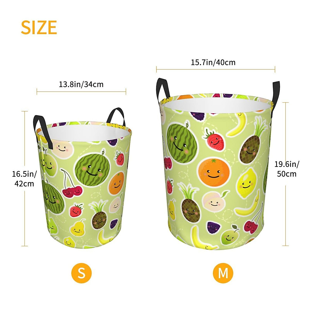 Cute Fruits Laundry Basket Hamper Dirty Clothes Hamper For Laundry Waterproof Laundry Baskets with Handles Storage Basket for Toys Clothes Organizer Bedroom Decor