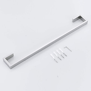 JunSun Polished Chrome Bath Towel Bar 24 Inch - Modern Bathroom Rack Holder - Wall Mounted Single Rod Hardware - Home Decor Rail Shelf Hanger