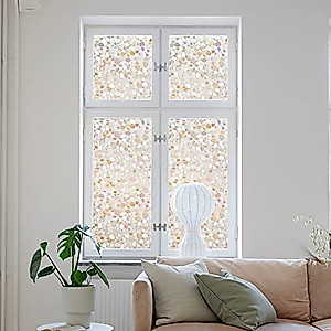 LEMON CLOUD Window Film, Vinyl Clings, Stained 3D Decorative Stickers for Glass, Static Door Window Covering, Tinted Window Decals, Frosted Privacy, Self-Adhesive, Pebble Pattern (17.5In X 78.7In)