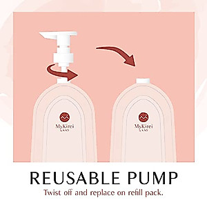 MyKirei by KAO Shampoo with Moisturizing Japanese Tsubaki & Rice Water, Paraben Free Formula for All Hair Types, Cruelty Free and Vegan Friendly, Sustainable Bottle, 10.1 oz. Pump