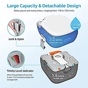 YITAHOME Portable Toilet RV Potty 5.8 Gallon and 17 L Portable Sink Camping Hand Washing Station, for Camping, Boating, Hiking, Trips
