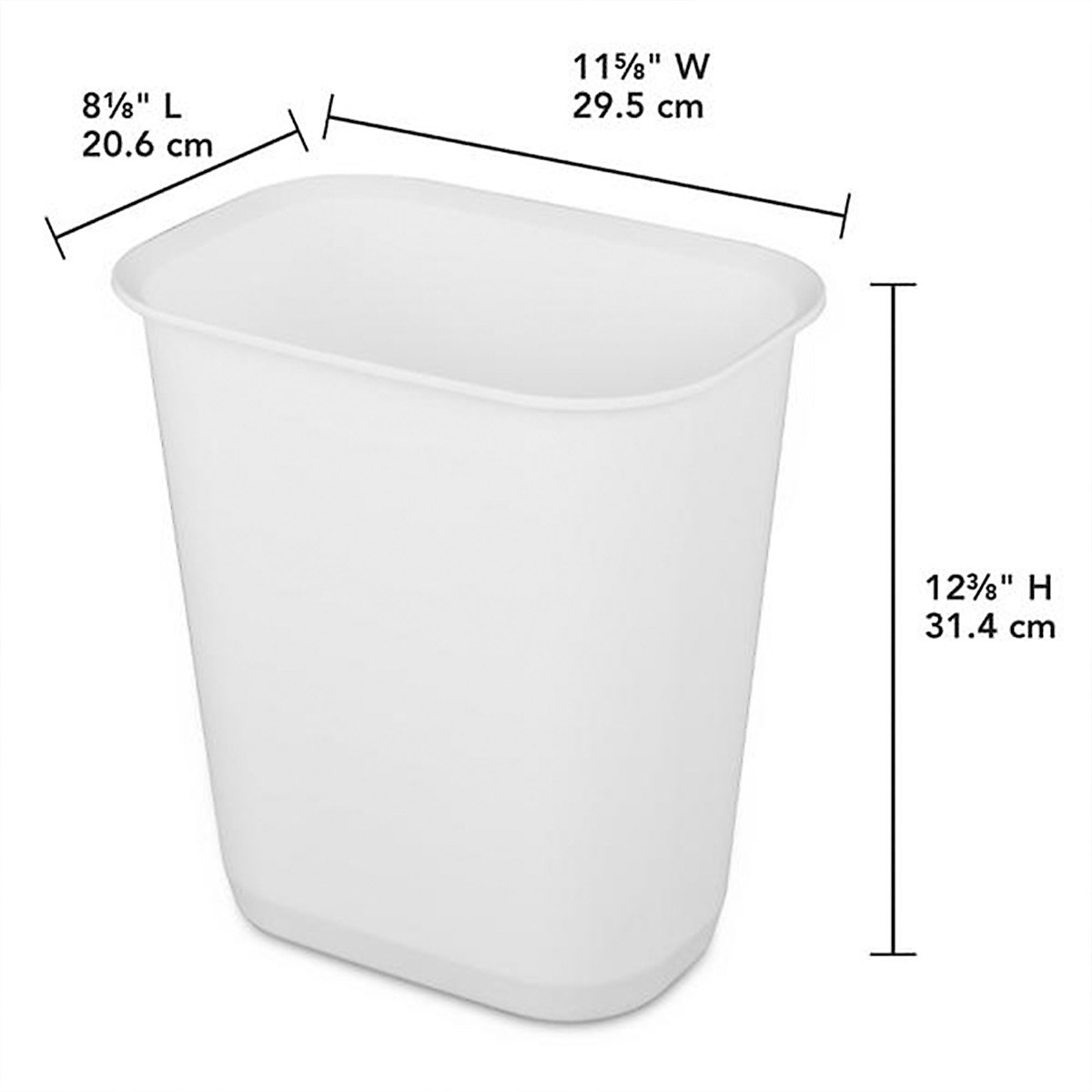 Sterilite 3 Gallon Rectangular Wastebasket with Sloped Rim and Textured Surface for Laundry Area, Bedroom, Office, Kitchen, and Home Use, (8 Pack)