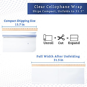 110 ft Clear Cellophane Wrap Roll (31.5 in x 110 ft) - Cellophane Wrap - Cellophane Roll - Clear Wrap Cellophane Bags - Clear Wrapping Paper to Wrap Gift Baskets - Gift Basket Wrap - Clear Gift Wrap for Baskets - Cello Wrap
