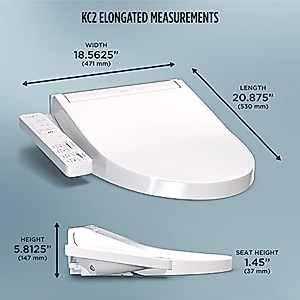TOTO WASHLET KC2 Electronic Bidet Toilet Seat with Heated Seat and SoftClose Lid, Elongated, Cotton White - SW3024#01, KC2Elongated