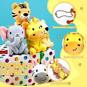 6 Pcs Mini Stuffed Forest Animals Jungle Bulk Plush Animal Toys 4 Inch Cute Plush Elephant Lion Giraffe for Baby Shower Christmas Birthday Gift Stuffer Animal Themed Party Decoration