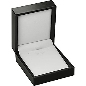 The Jewellery Pak Black Color Necklace Earring Set Gift Box Luxury Soft Touch PU Leather Material Necklace Pendant Chain Jewelry Storage Box Size 2.87inch(W)3.35〞(D)1.38〞(H) Black PU Necklace Earring Box