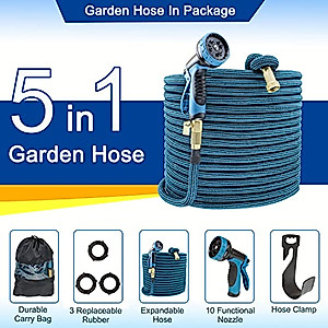 200 ft Garden Hose Thickened Retractable, Retractable, Collapsible Outdoor Water Hose 3/4", Lightweight Latex Material, Pure Copper Fittings, with 10 Function Nozzles (200)