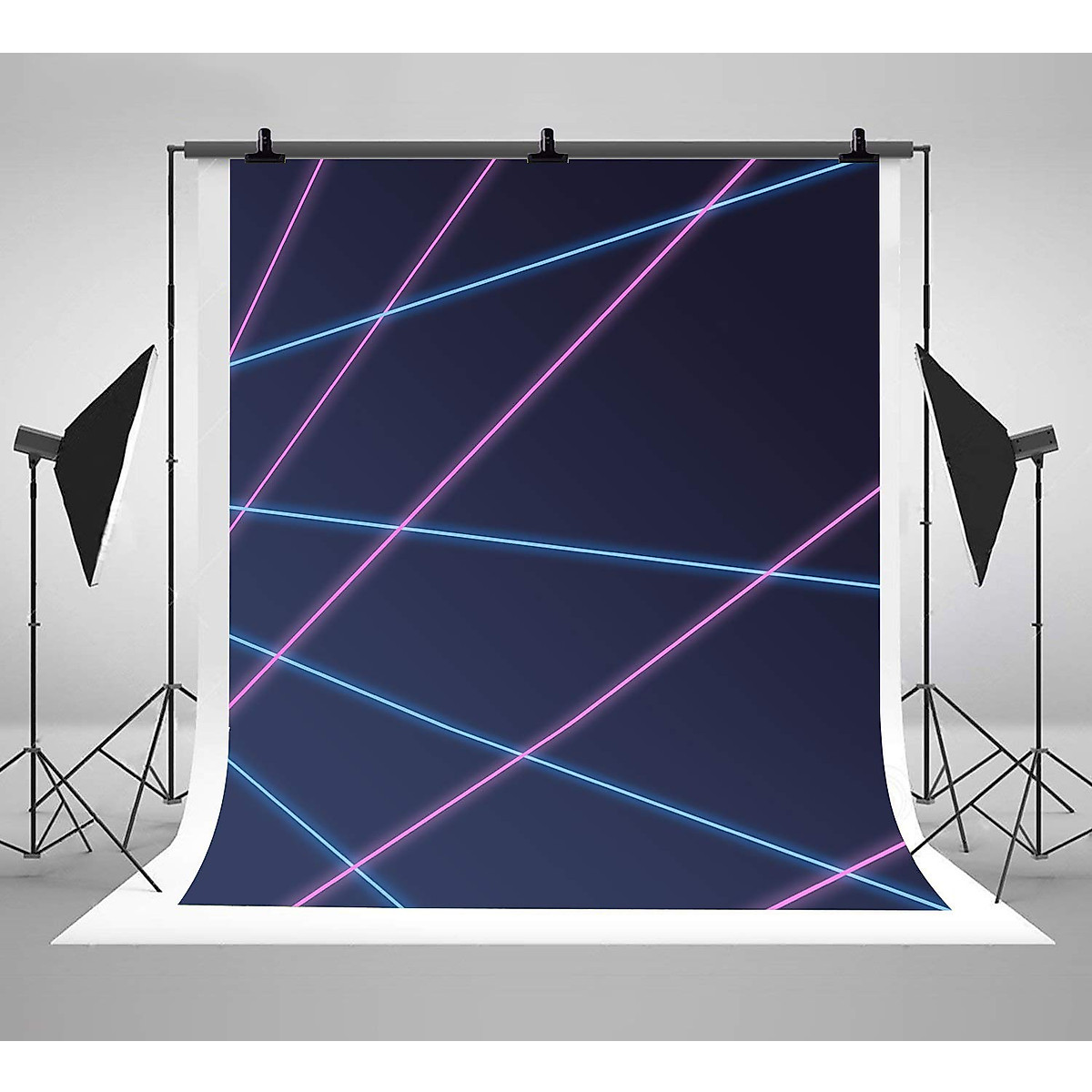 Sensfun Laser Line Photography Backdrop Neon Laser Tag Birthday Party Night Game On Indoor Photobooth Background Glow Photo Studio Backdrops Fabric 5x7ft