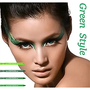 Go Ho 4 Colors Green Eyeshadow Pencil Set,Metallic Eyeliner Pencil Kit Matte&Shimmer Eyeshadow Stick Long Lasting Professional Eye Makeup Colorful Eye Liner for Women