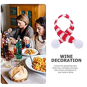 LUOZZY 18Pcs Christmas Mini Knit Scarf Miniature Snowman Scarf Mini Doll Scarf Mini Santa Claus Scarf Christmas Knitted Scarf for Wine Bottle Christmas Party Supplies (Red White, 1 * 23cm)