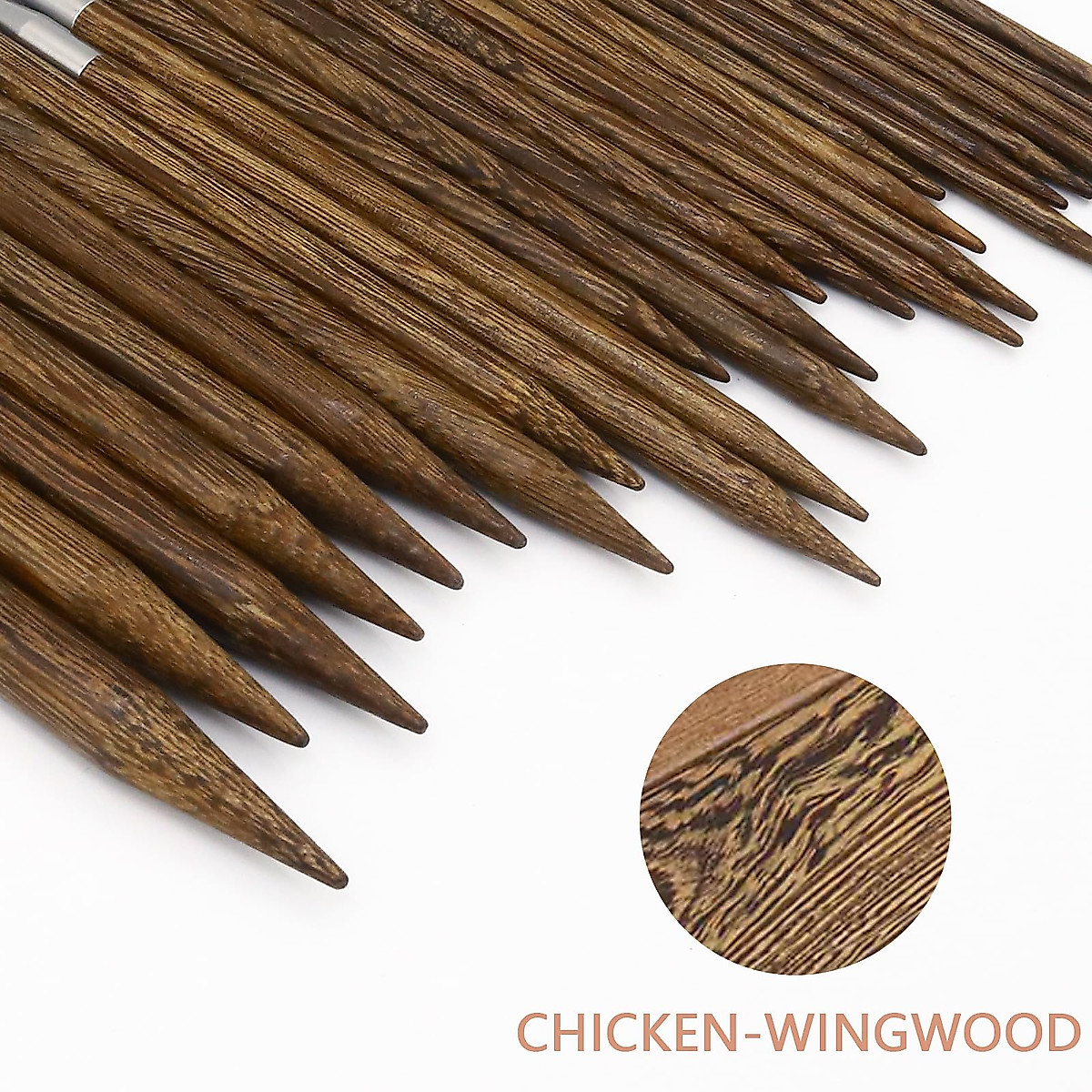 Ruidi 13 Pair Wing-Wood Round Interchangeable Loop Knitting Needle Set