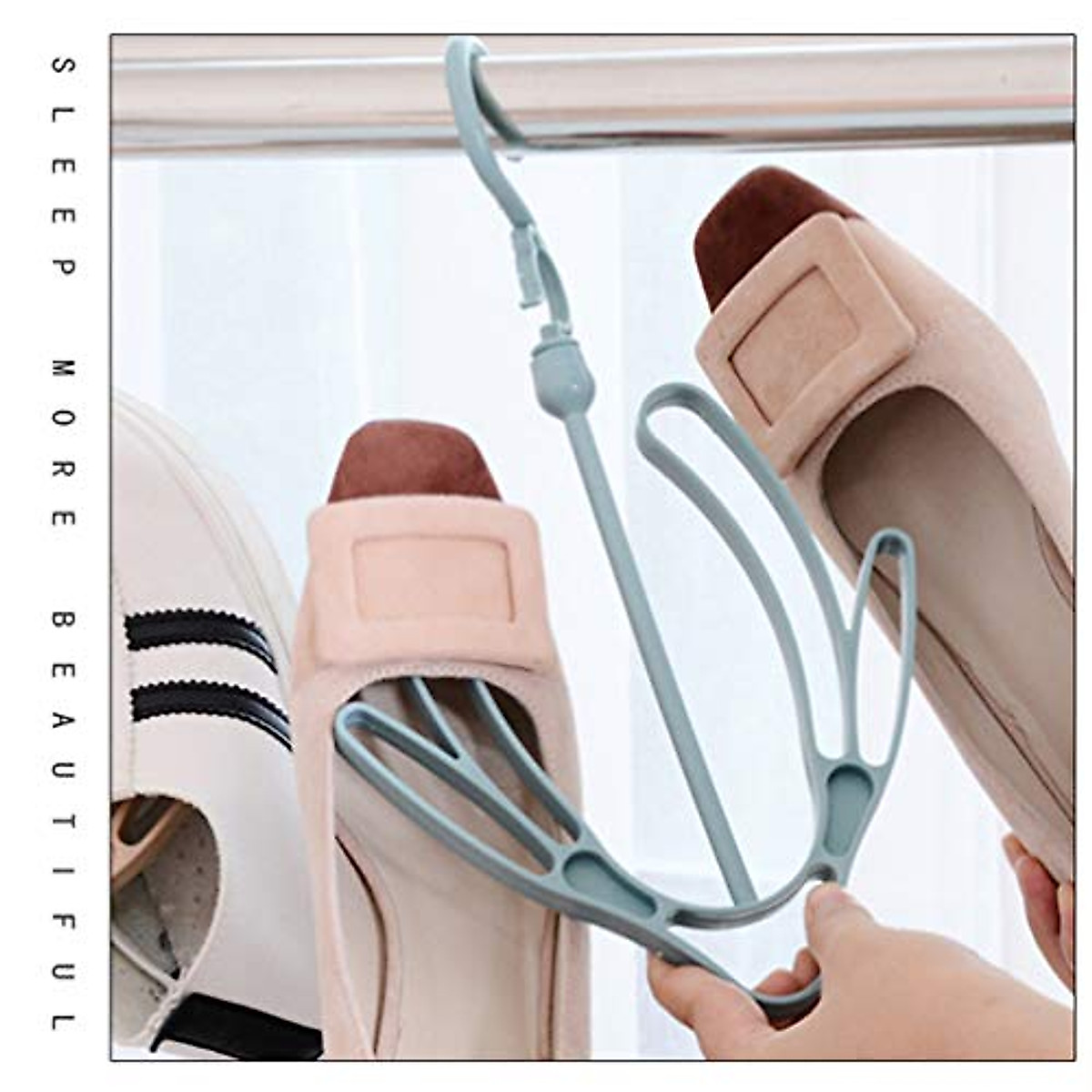 Holibanna 2Pcs Shoes Drying Hanger Plastic Cloth Hanging Dryer Rack Hook for Shoes Home Using (Sky-Blue)