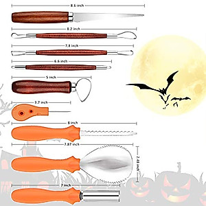 MeiGuiSha 10 Pieces Professional Wooden Pumpkin Carving Tools Kit Kit-13 Cuts, Scoops, Scrapers, Saws, Loops, Knives with Reusable PU Case Set, Knives with Reusable PU Case Set